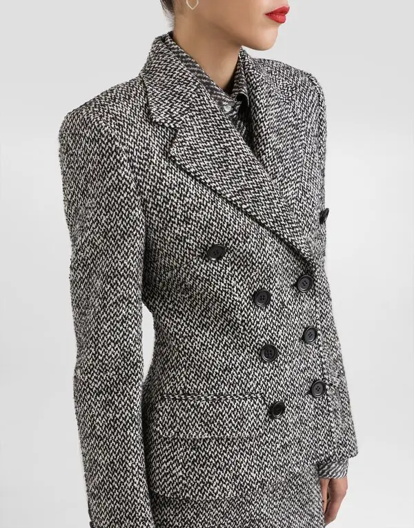 Dolce & Gabbana Dotted Print Double-breasted Wool Blend Jacket - Multicolor