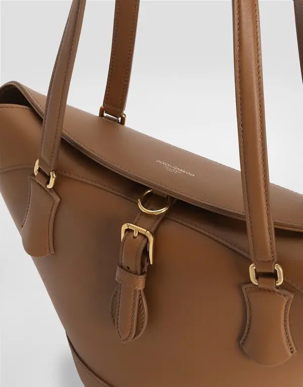 Dolce & Gabbana Capri Coffer Bag In Calfskin - Brown