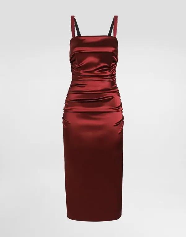 Dolce & Gabbana Dress In Stretch Satin - Woman Burgundy Satin 50