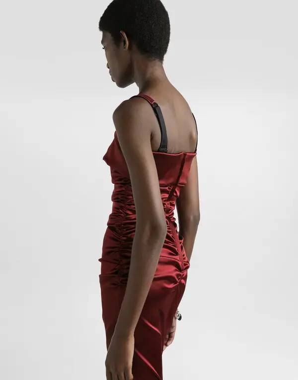 Dolce & Gabbana Stretch Satin Bodycon Dress - Bordeaux