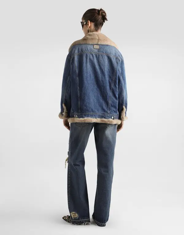 Dolce & Gabbana Denim Jacket With Fur Lining - Multicolor