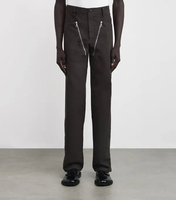 Dries Van Noten Cotton Trousers With Zip Detail