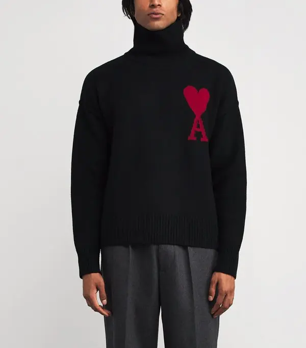 AMI Paris Virgin Wool De Coeur Rollneck Sweater