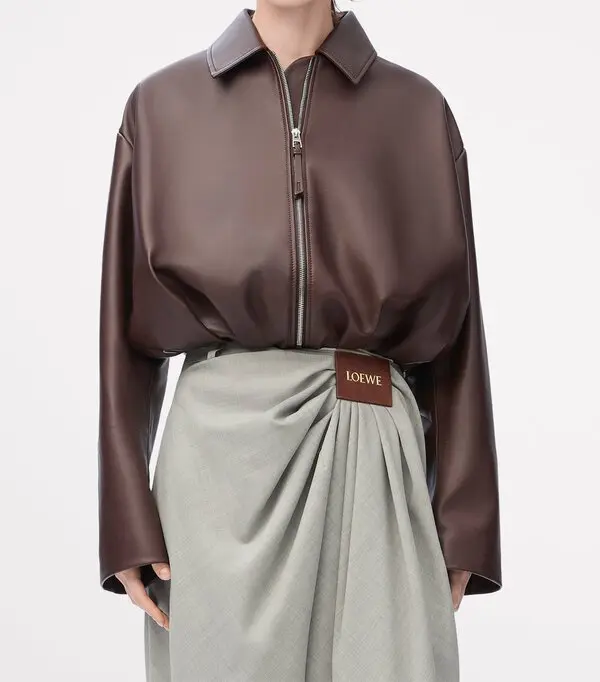 Loewe Lambskin Draped Jacket - Brown