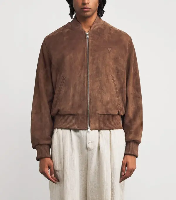 Ami De Coeur Suede Bomber Jacket