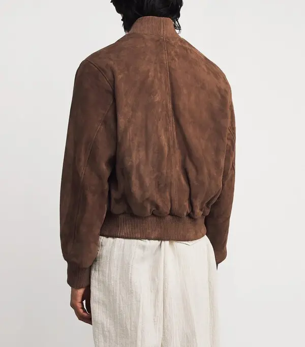 Ami Suede Bomber Jacket Brown Editorialist
