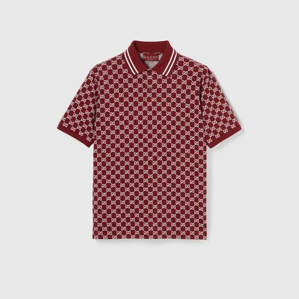 Gucci Gg Cotton Piquet Jacquard Polo Shirt - Red