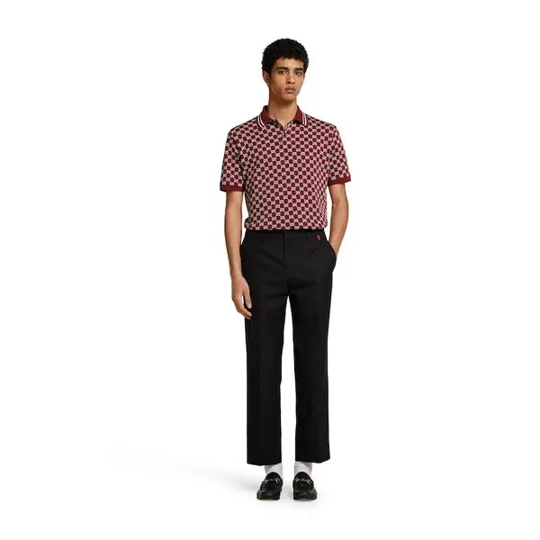 Gucci Gg Cotton Piquet Jacquard Polo Shirt - Red