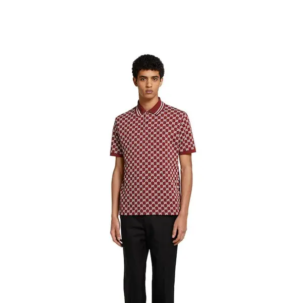 Gucci Gg Cotton Piquet Jacquard Polo Shirt - Red
