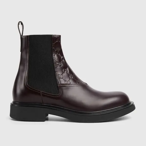 Gucci Brown and Black Leather Chelsea Boots Explore a Gucci Brown Leather Web Accent Chelsea Boots - 37  main image 4