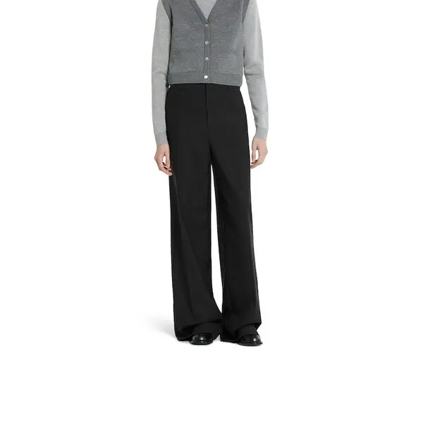 Gucci Wool Pants With Embossed Logo - Grey