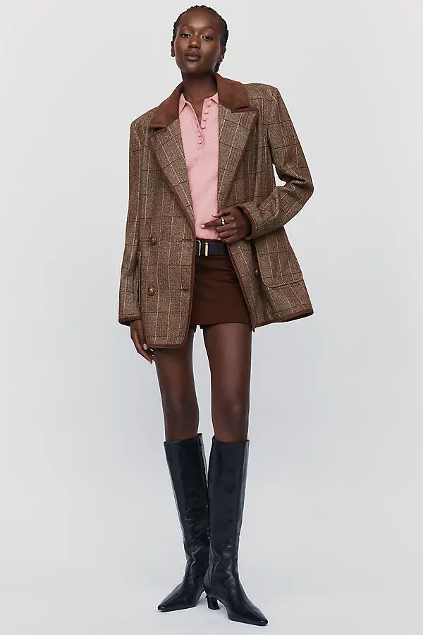 Avec Les Filles Double-breasted Knit Blazer