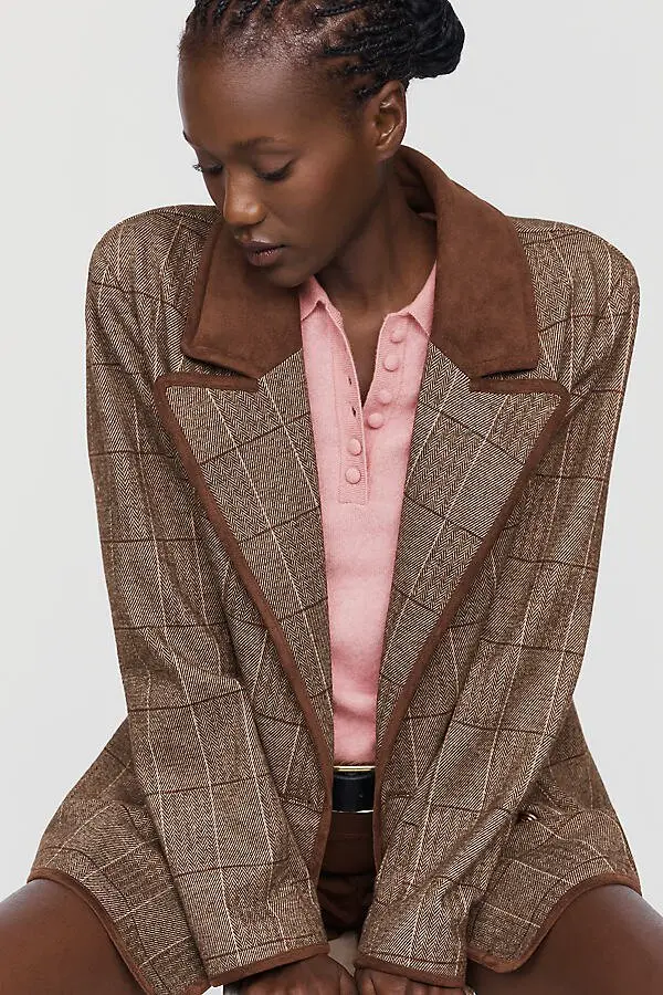 Avec Les Filles Double-breasted Knit Blazer