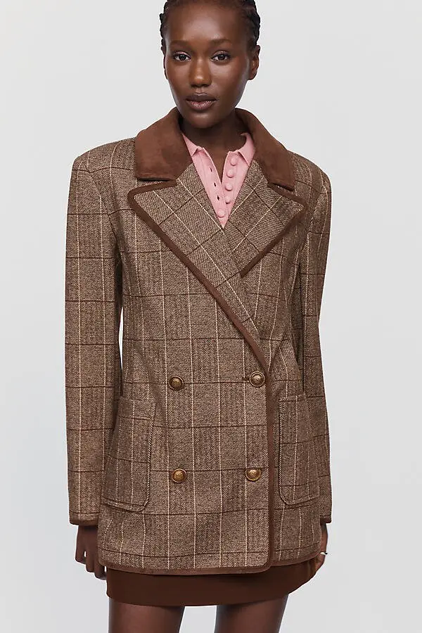Avec Les Filles Double-breasted Knit Blazer