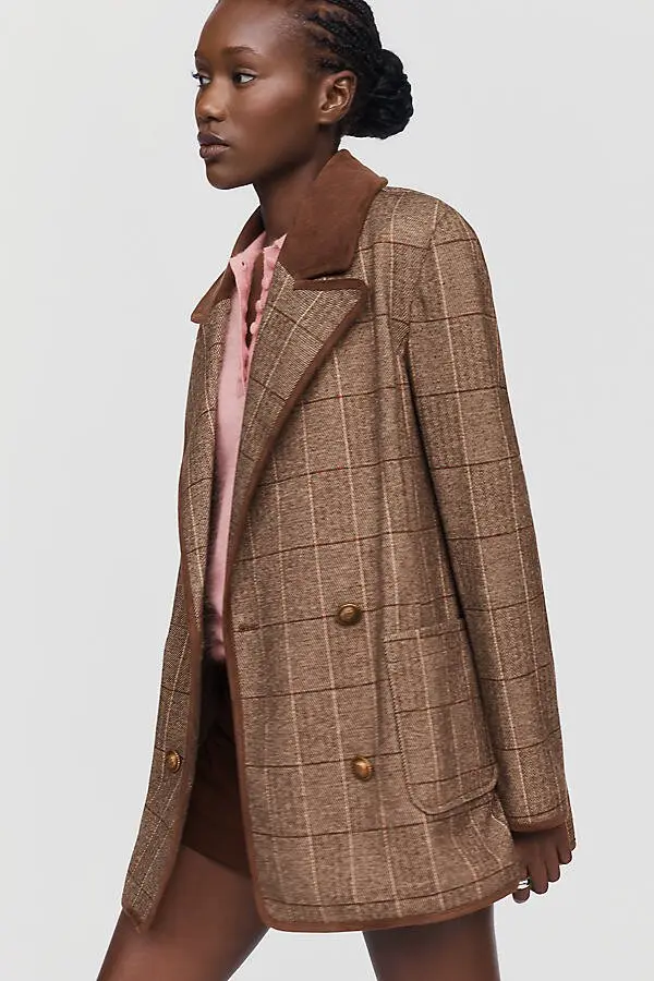 Avec Les Filles Double-breasted Knit Blazer