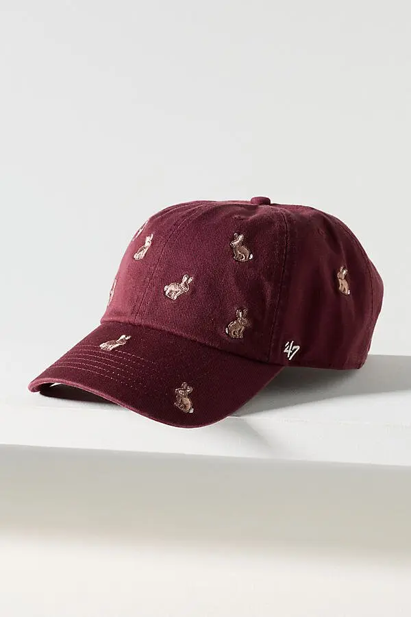 '47 Embroidered Animals Baseball Cap - Bunnies Maroon