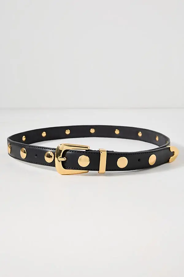 Anthropologie Studded Western Belt - Black / Gold