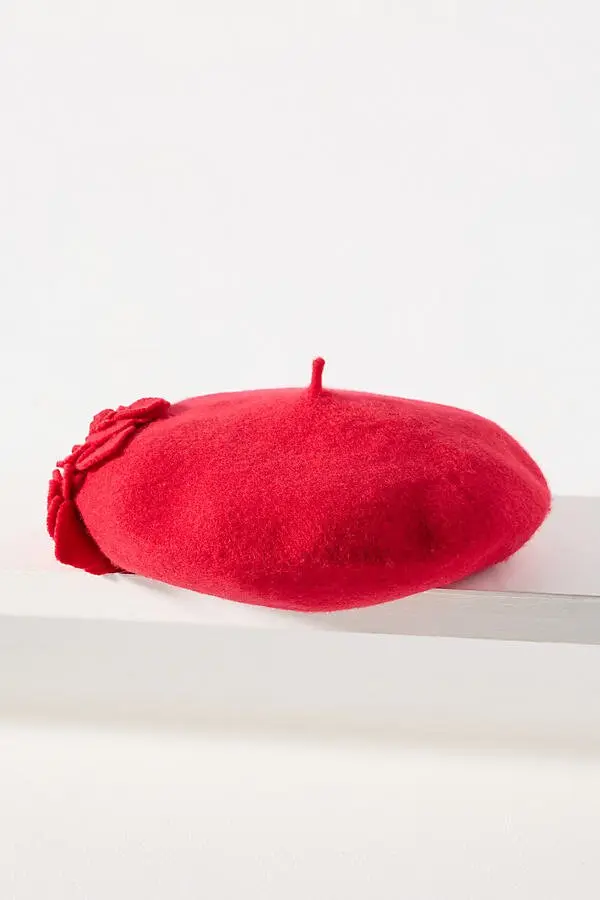 San Diego Hat Wool Flower Beret - Red