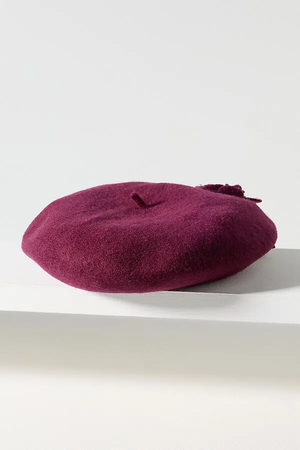 San Diego Hat Wool Flower Beret - Wine