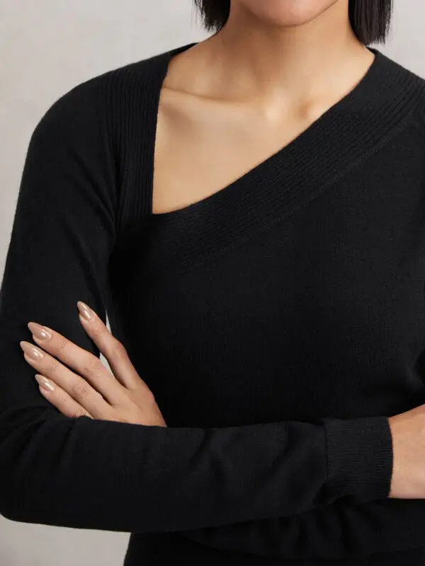 REISS Zoie Wool-blend Knit Top - Black