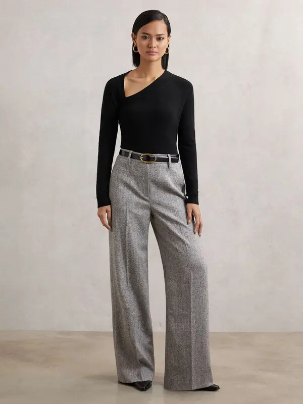 REISS Zoie Wool-blend Knit Top - Black