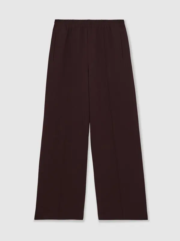 REISS Wide-leg Trousers With Elasticated Waist - Burgundy