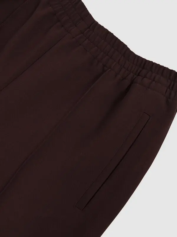 REISS Wide-leg Trousers With Elasticated Waist - Burgundy
