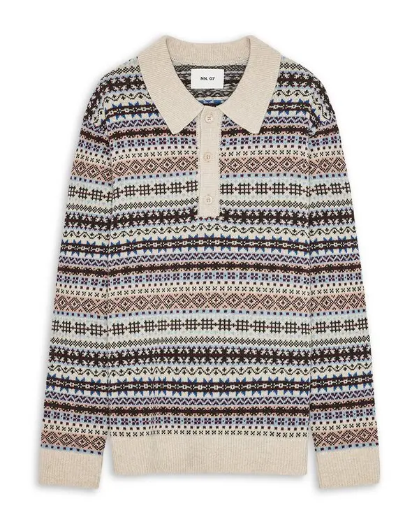 Nn07 Long Sleeve Sweater Polo - Multi