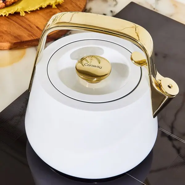 CARAWAY Iconics Whistling Tea Kettle - White/gold