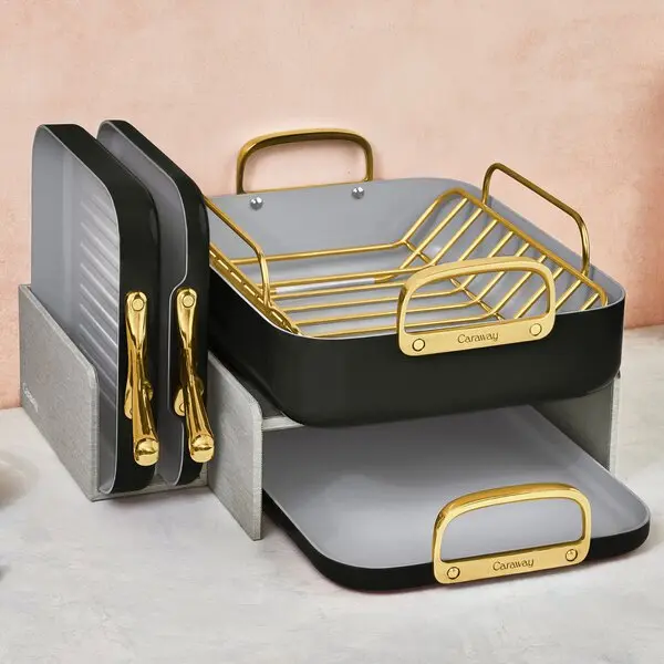 CARAWAY Iconics 5 Piece Squareware Cookware Set - Black/gold