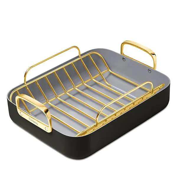 CARAWAY Iconics Square Roasting Pan With Rack - Black/gold