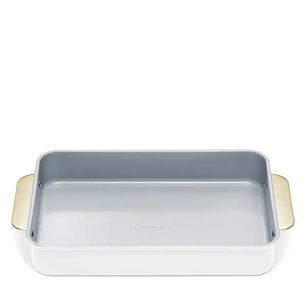 CARAWAY Iconics Nonstick Ceramic Brownie Pan With Gold Handles - White/gold