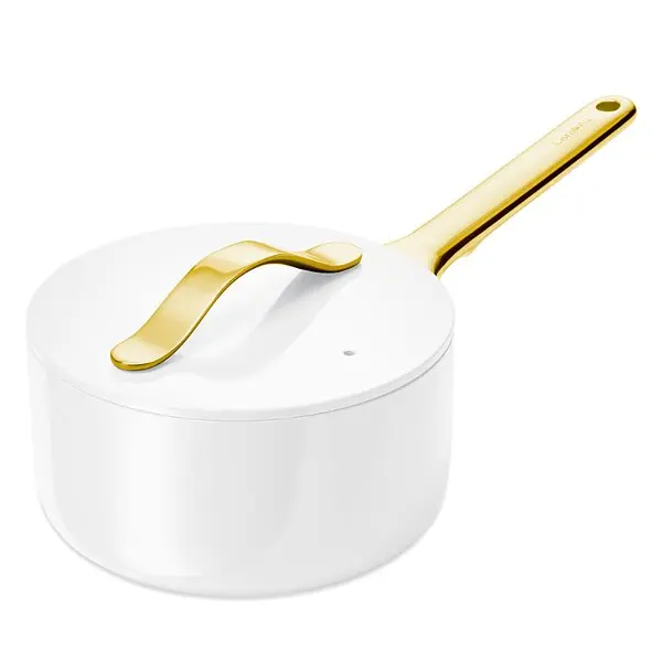 CARAWAY Iconics Nonstick Ceramic Saucepan With Lid - White/gold