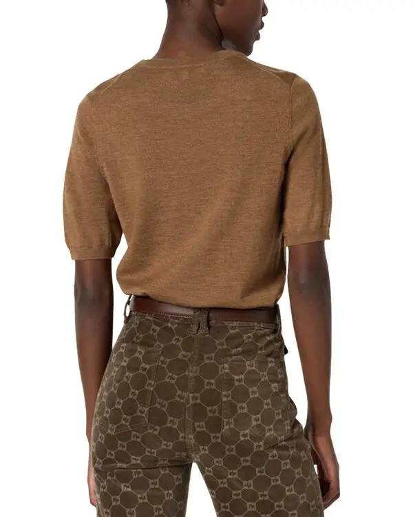 Gerard Darel Elsa Merino Wool Puff Sleeve Top - Camel