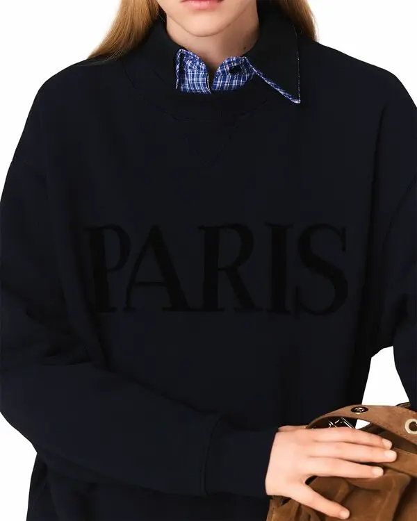 Maje Paris Logo Embossed Sweatshirt - Navy
