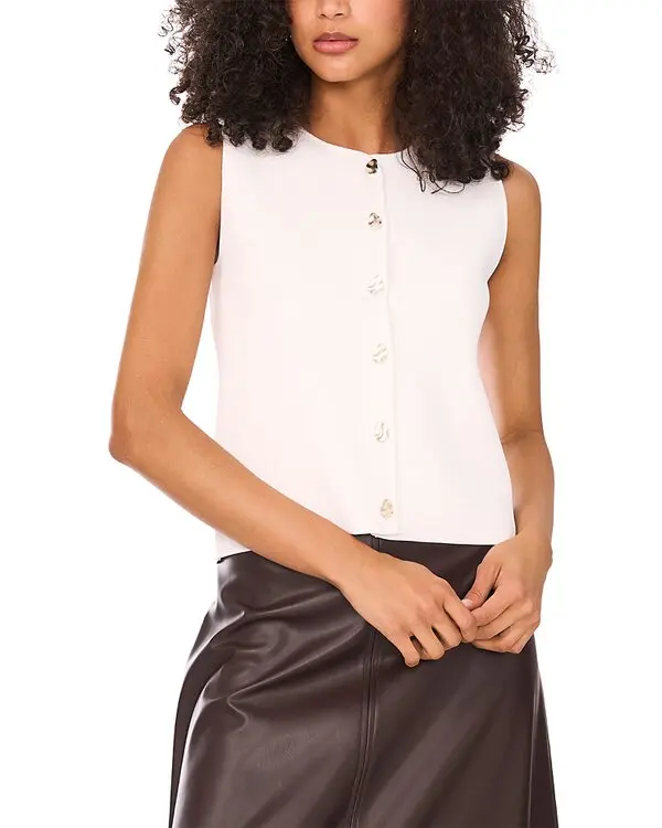 Vince Camuto Sleeveless Button-up Top - New Ivory