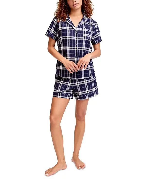 PETITE PLUME Oxford Tartan Pajama Set - Navy