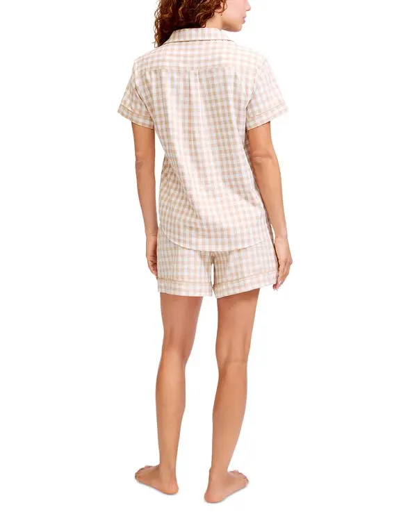 PETITE PLUME Gingham Pajama Set - Beige