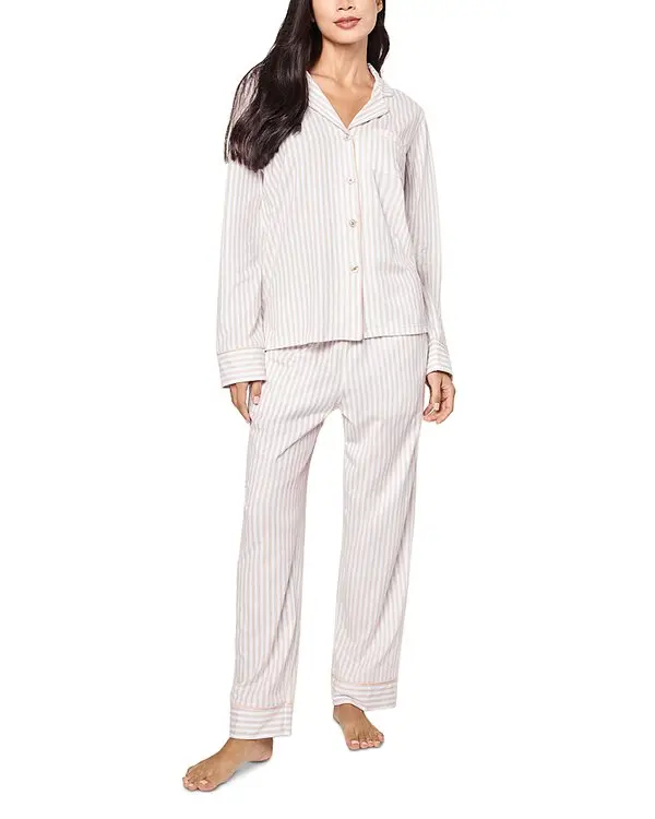 PETITE PLUME Piped Pajama Set - Beige