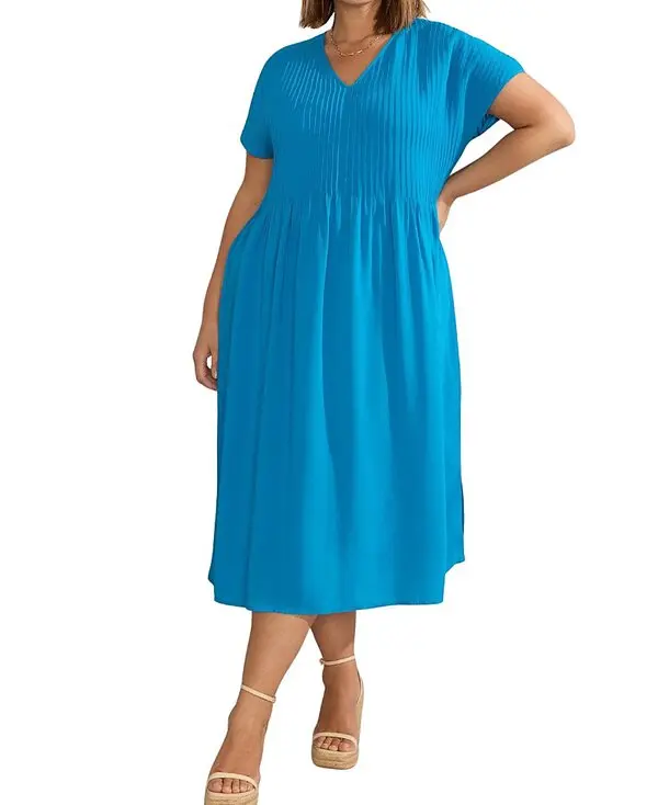 LIVE UNLIMITED Pintuck Midi Dress