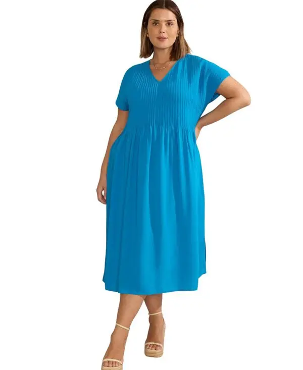 LIVE UNLIMITED Pintuck Midi Dress