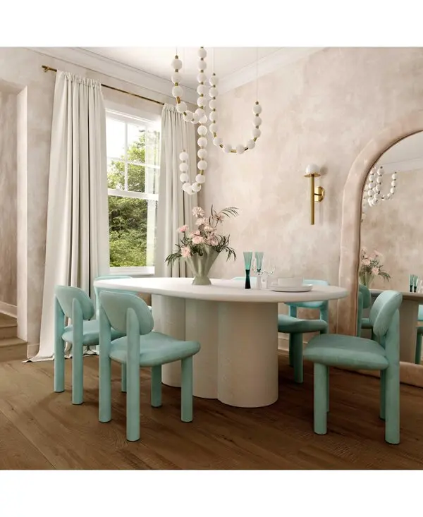 TOV FURNITURE Elise Pale Blue Performance Velvet Dining Chair