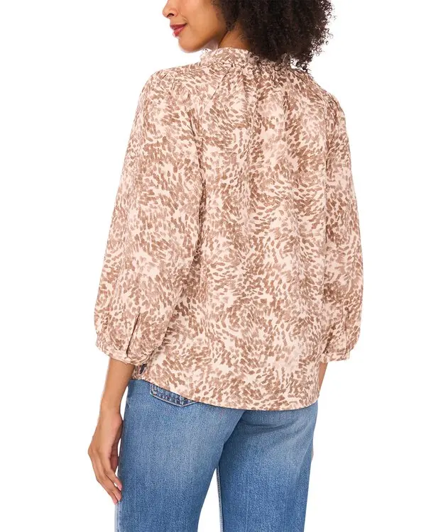 Vince Camuto Split Neck Peasant Blouse - Camel