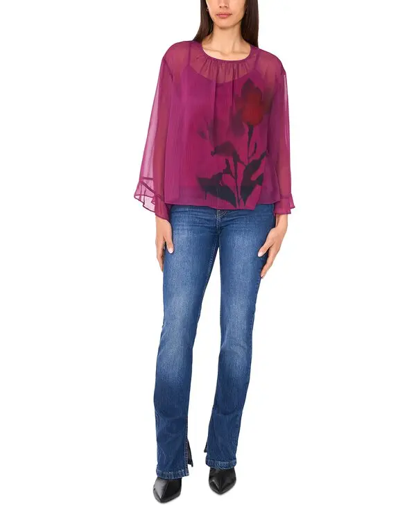 Vince Camuto Crewneck Flutter Sleeve Top