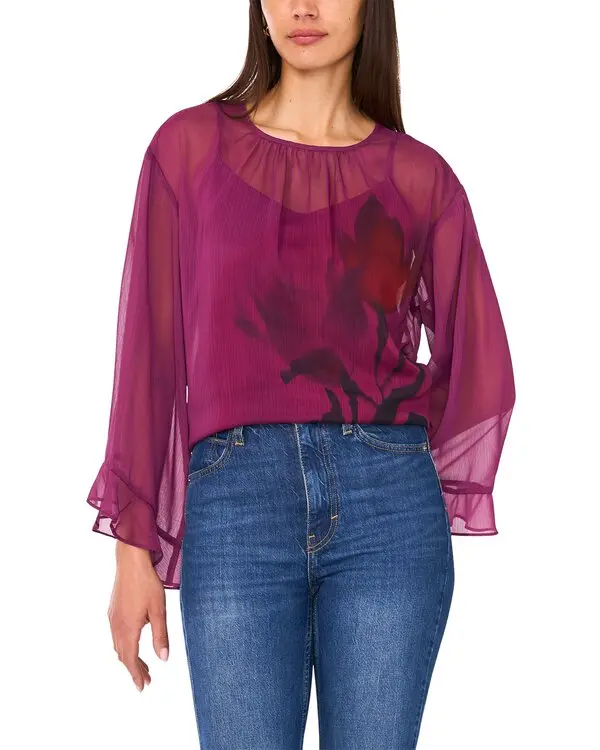 Vince Camuto Crewneck Flutter Sleeve Top