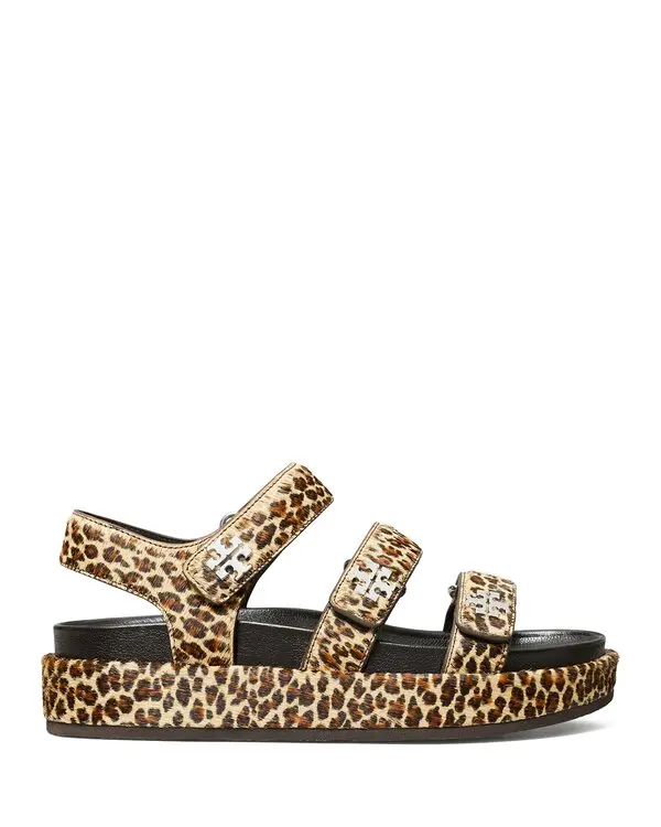 Tory Burch Kira Calf Hair Triple Strap Sandals - Leopard Multi