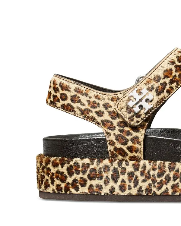 Tory Burch Kira Calf Hair Triple Strap Sandals - Leopard Multi