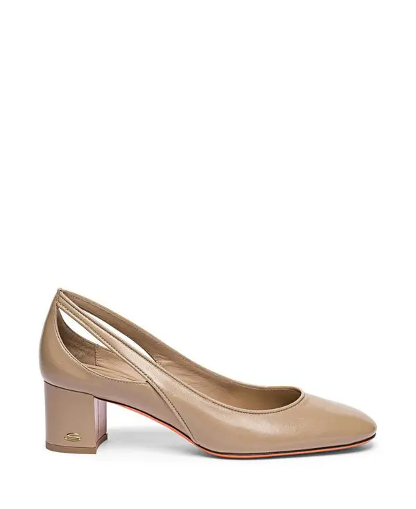 Santoni Leather Mid-heel Pump - Light Brown