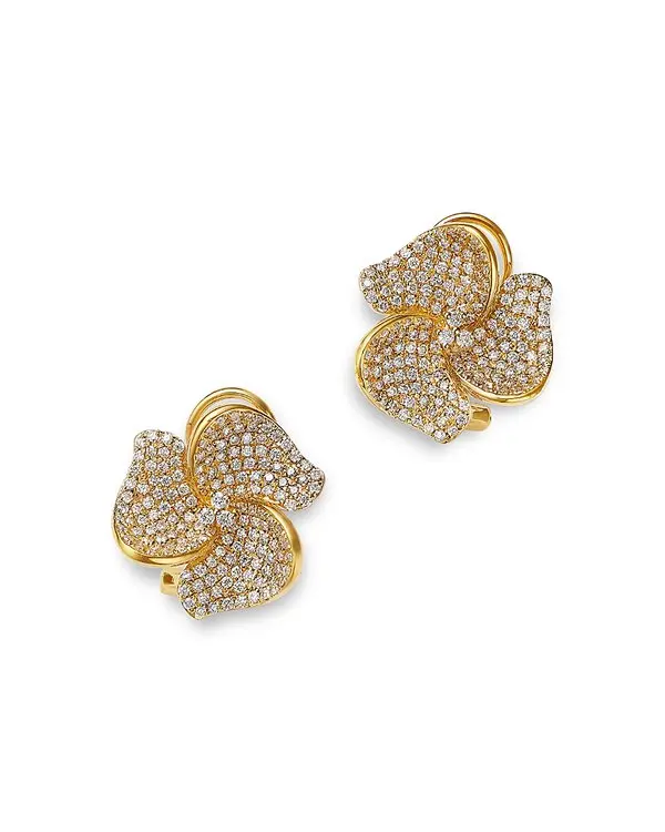 Bloomingdale'S Diamond Flower Stud Earrings 1.05 Tcw - Yellow Gold