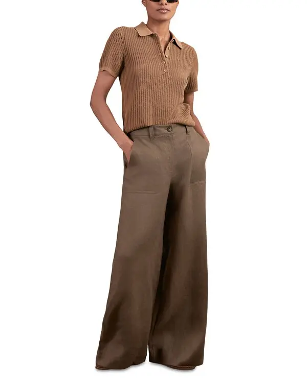 REISS Ashby Wide Leg Linen Pants